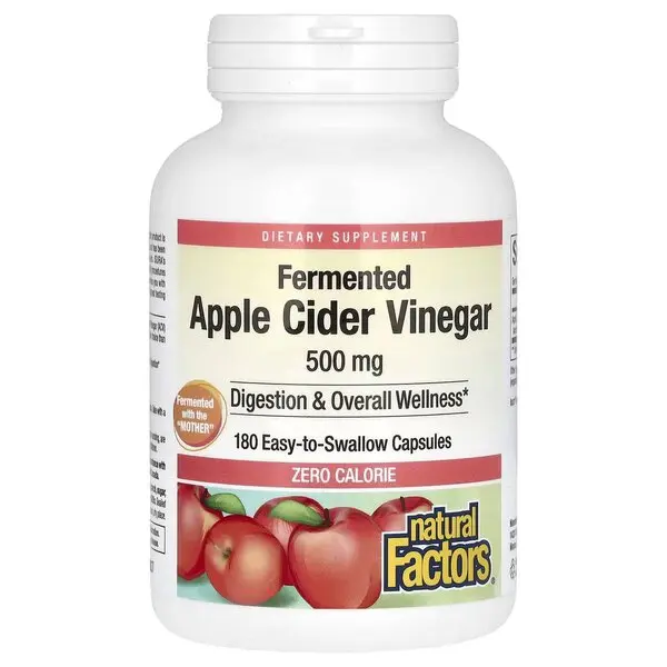 NATURAL FACTORS Apple Cider Vinegar 500mg 180 Capsules - One-color