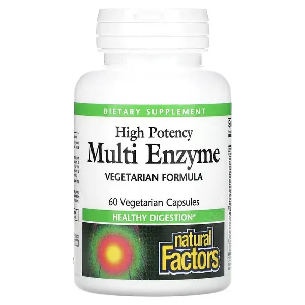 NATURAL FACTORS Multi Enzyme Vegetarian Form 60 Capsules - One-color