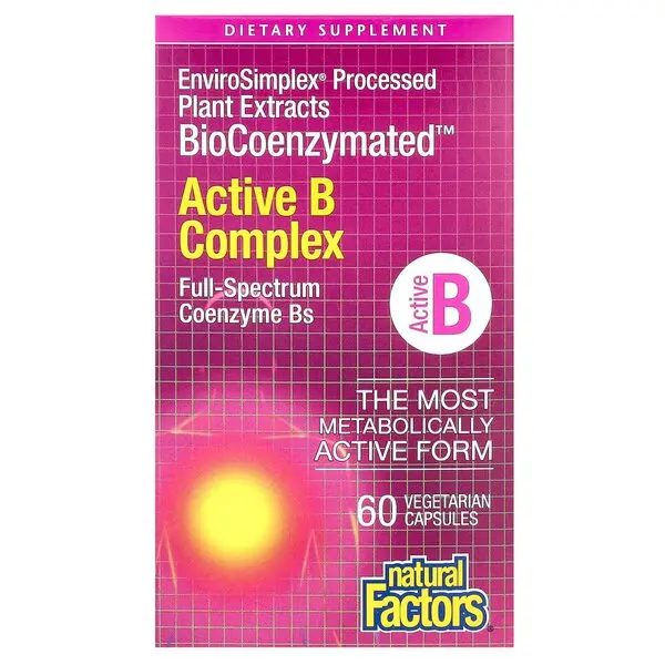 NATURAL FACTORS Biocoenzymated Active B Complex 60 Capsules - One-color