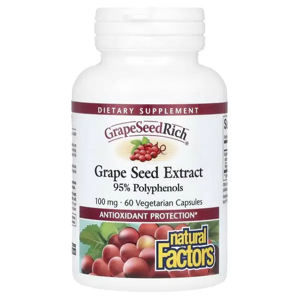 NATURAL FACTORS Grape Seed Extract 60 Capsules - One-color