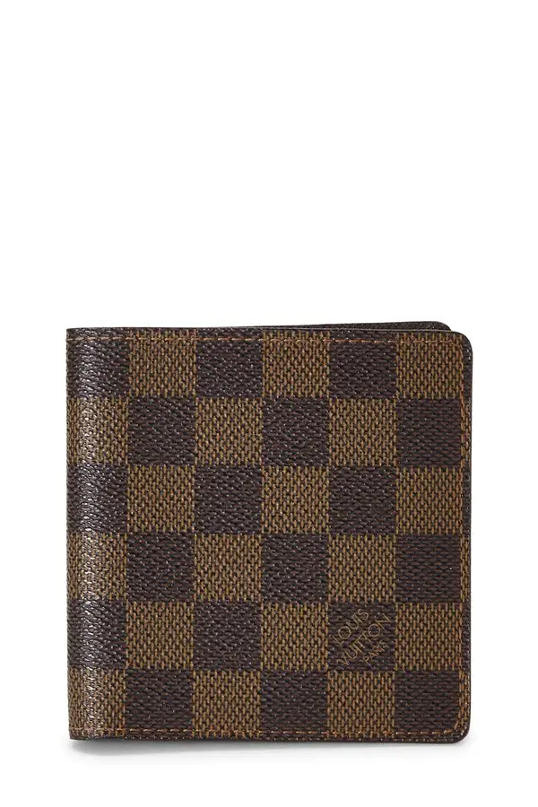 LOUIS VUITTON Damier Ebene 6 Cartes Credit Bi-fold Wallet - Brown
