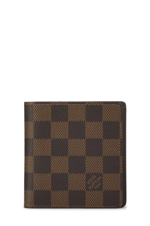 LOUIS VUITTON Damier Ebene 6 Cartes Credit Bi-fold Wallet - Brown