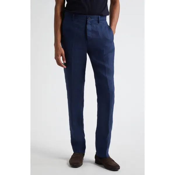 Massimo Alba Mauko Linen Dress Pants - Blue