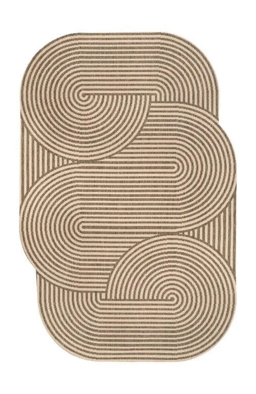 JONATHAN Y Margot Modern Geometric Arch Stripe Indoor/outdoor Shaped Area Rug - Beige/brown