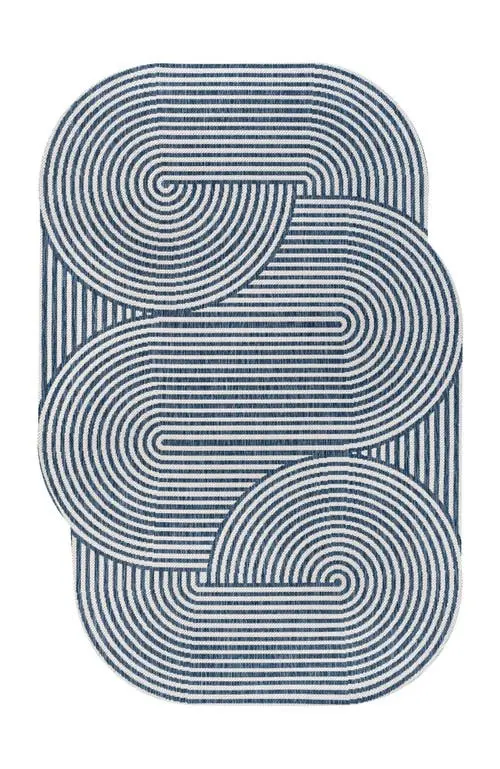 JONATHAN Y Margot Modern Geometric Arch Stripe Indoor/outdoor Shaped Area Rug - Cream/navy