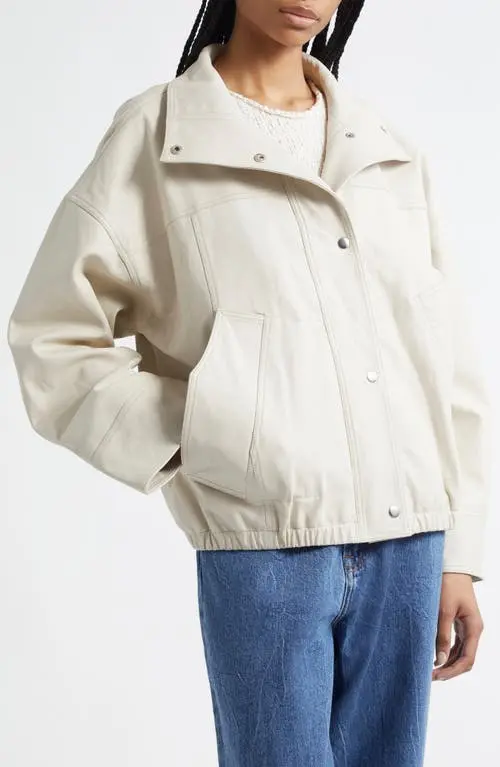 RÓHE Leather Bomber Jacket - Chalk