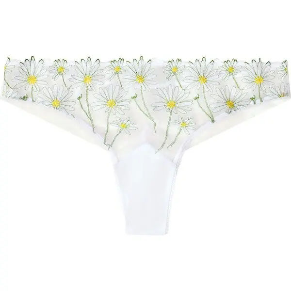 HUIT Dance Des Fleurs Embroidered Mesh Tanga - Floral Green