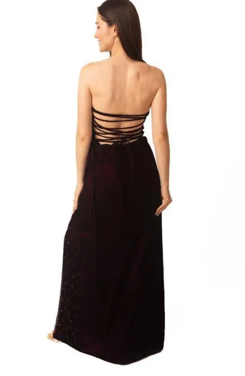 RAAS Lavina Velvet Long Dress With Slit