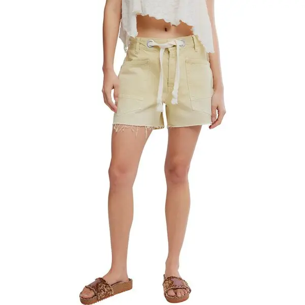 Free People Moxie Mid-rise Denim Shorts - Whipped Butter