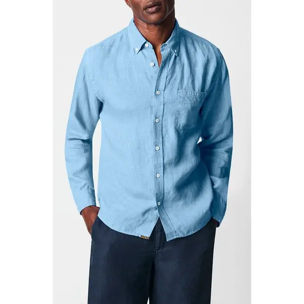 Billy Reid Tuscumbia Linen Button-down Shirt - French Blue