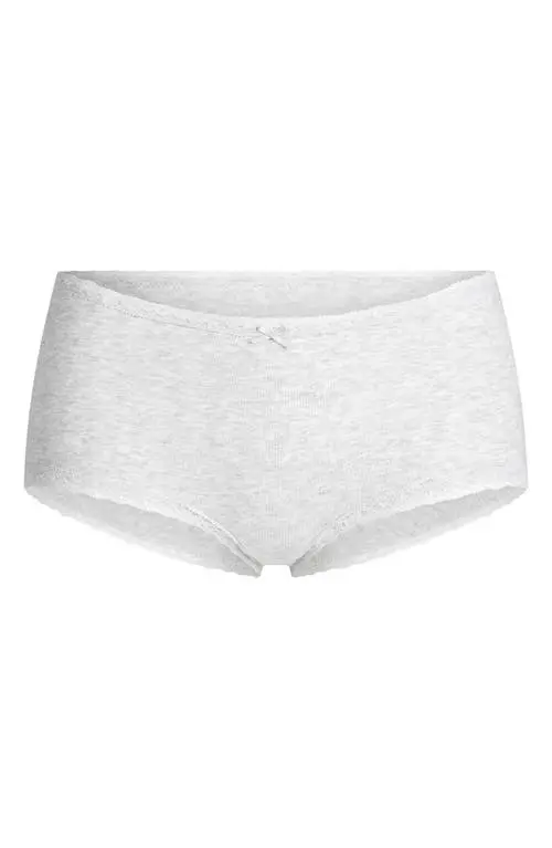 SKIMS Lightweight Stretch Cotton Lace Boyshorts - Light Heather Grey