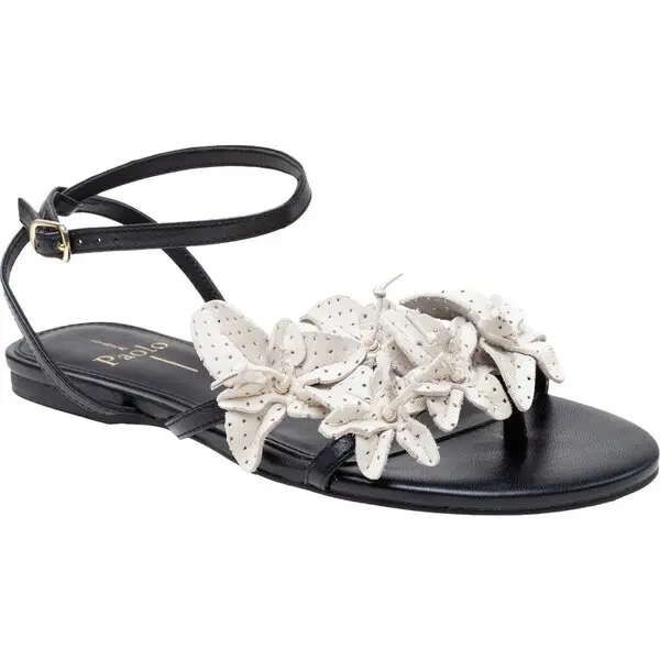 Linea Paolo Lucia Ankle Strap Sandal - Black/ Ivory