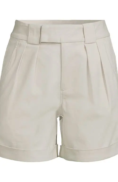 LANDS' END Chino Pleated High Rise 7" Shorts