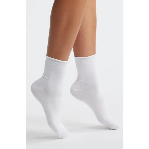 Nordstrom Roll Top Crew Socks - White