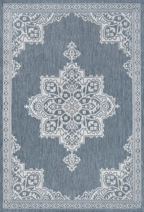 JONATHAN Y Arden Vintage Casual Medallion Indoor/outdoor Area Rug - Blue/cream