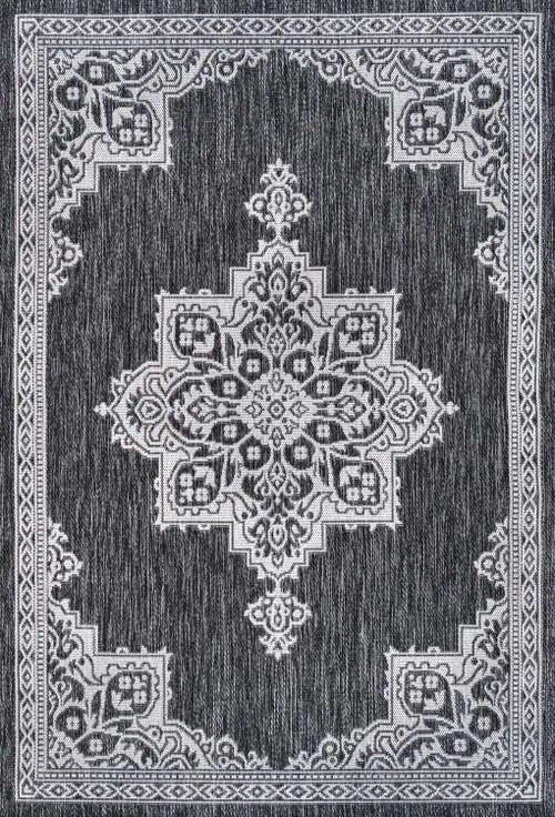 JONATHAN Y Arden Vintage Casual Medallion Indoor/outdoor Area Rug - Dark Gray/cream