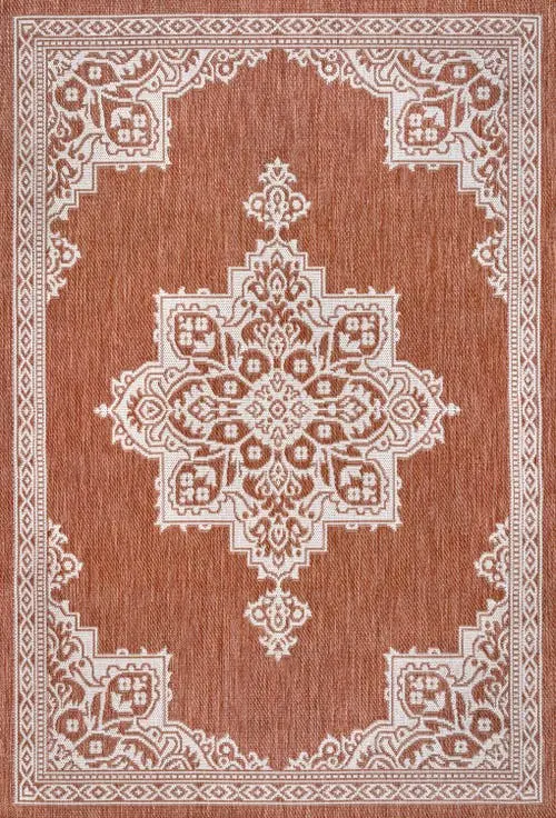 JONATHAN Y Arden Vintage Casual Medallion Indoor/outdoor Area Rug - Terra/cream