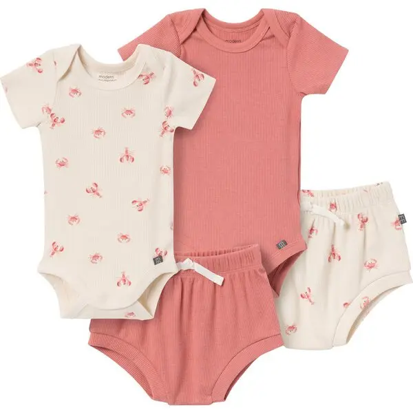 MODERN MOMENTS™ BY GERBER Bodysuit And Shorts Set - Beige Loster/md Rose