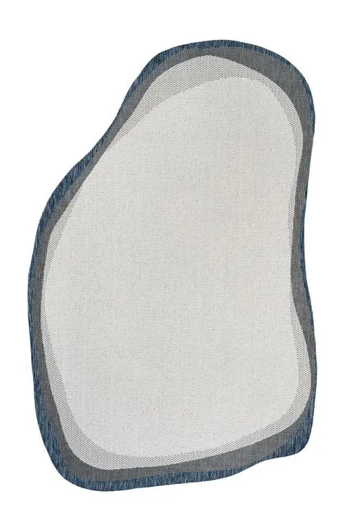 JONATHAN Y Wyatt Modern Rustic Abstract Indoor/outdoor Shaped Area Rug - Cream/navy