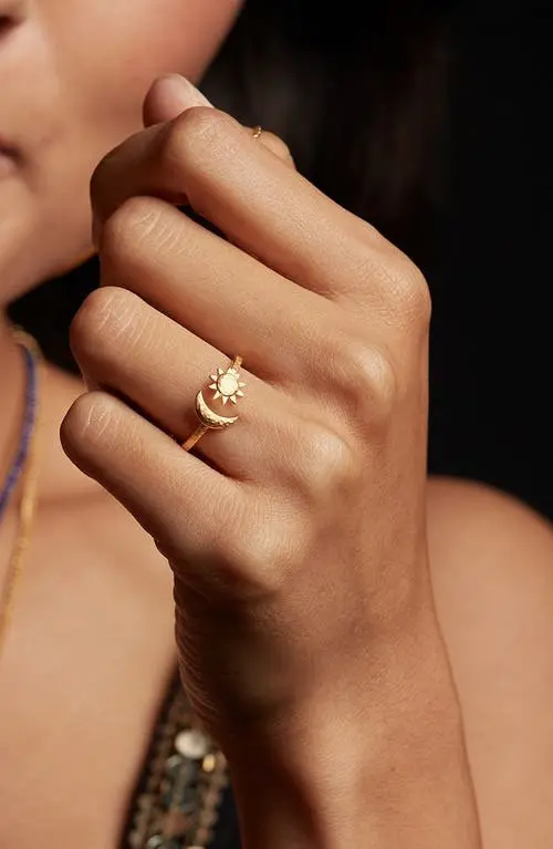 SATYA JEWELRY Illuminated Spirit Moon Sun Adjustable Ring