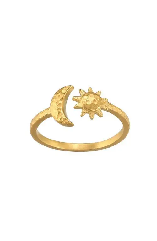 SATYA JEWELRY Illuminated Spirit Moon Sun Adjustable Ring - Gold