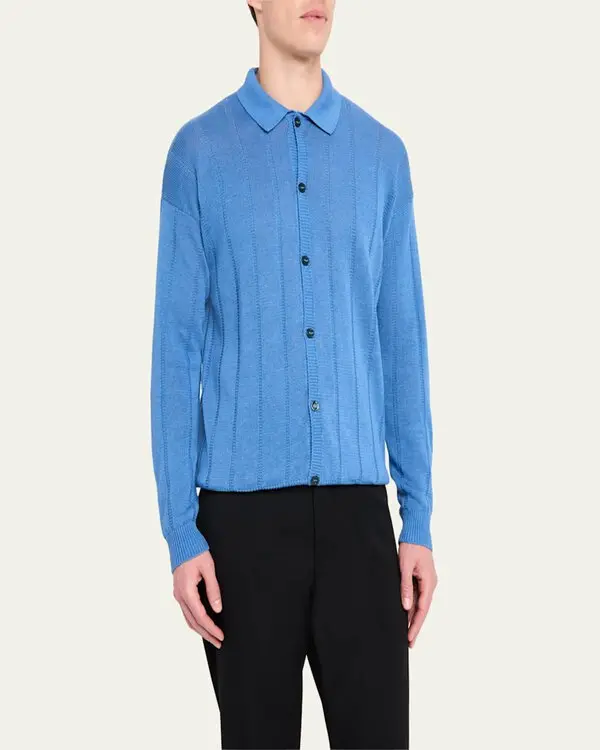 Bergdorf Goodman Cashmere Tonal Stripe Cardigan