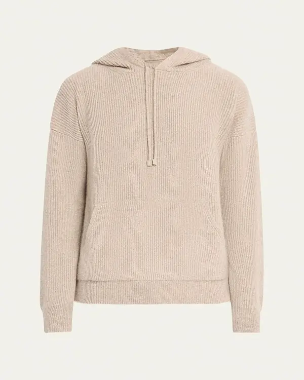 Bergdorf Goodman Cashmere English Rib Hoodie - Beige