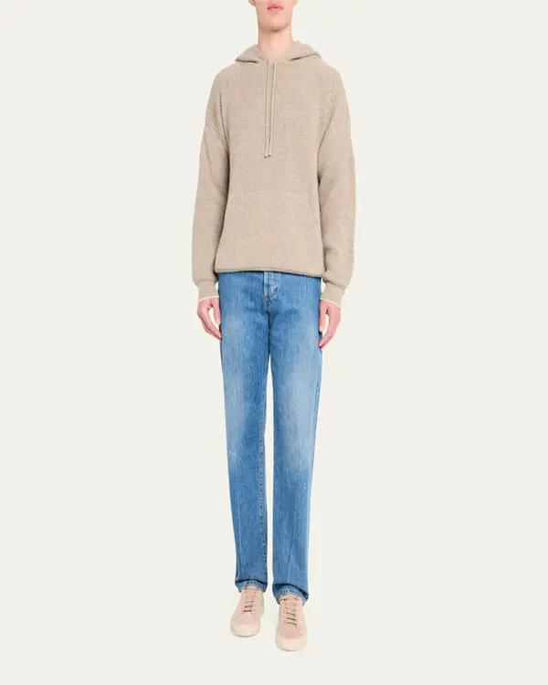 Bergdorf Goodman Cashmere English Rib Hoodie - Beige