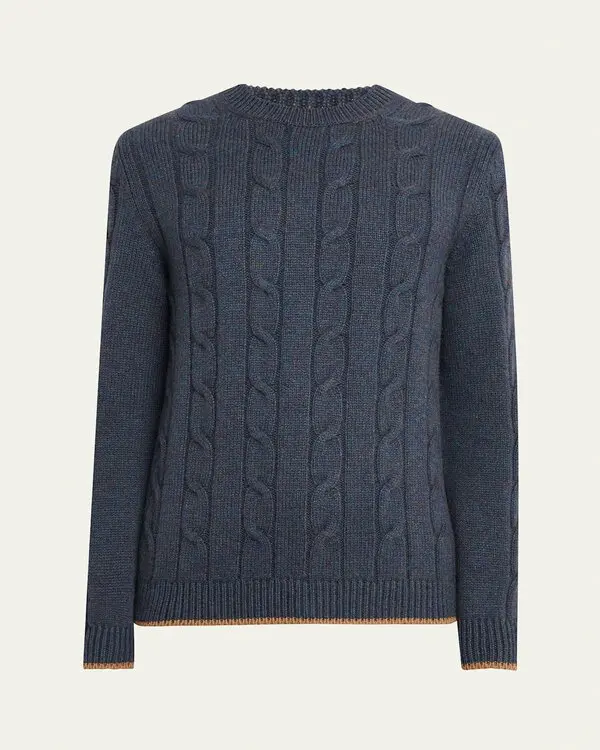 Bergdorf Goodman Cashmere Cable Crewneck Sweater