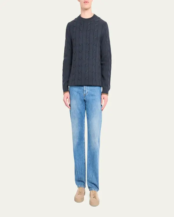 Bergdorf Goodman Cashmere Cable Crewneck Sweater