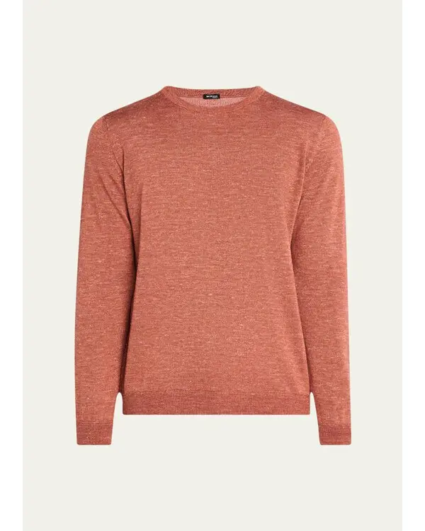 Kiton Cashmere And Linen Crewneck Sweater - Red
