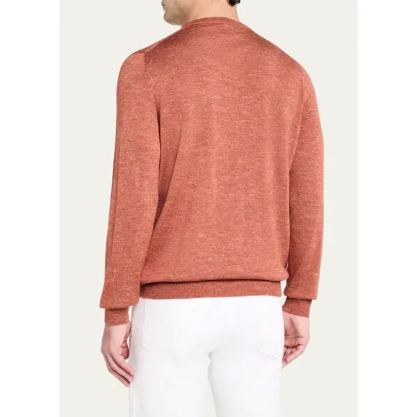 Kiton Cashmere And Linen Crewneck Sweater - Red