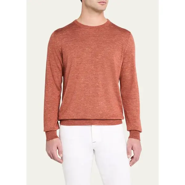 Kiton Cashmere And Linen Crewneck Sweater - Red