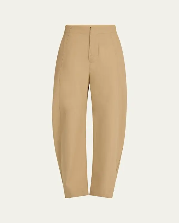 Bottega Veneta Fluid Cotton Twill Wide Leg Trousers - Beige