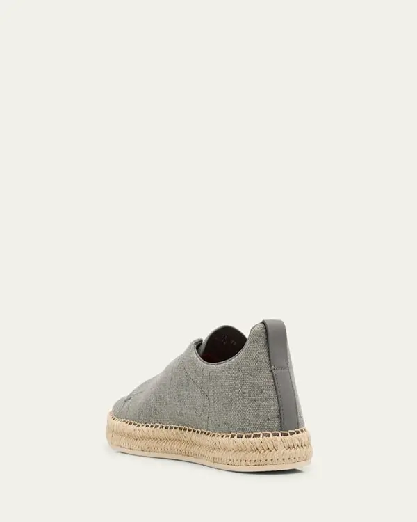 Zegna Linen-blend Triple Stitch Espadrilles - Medium Grey
