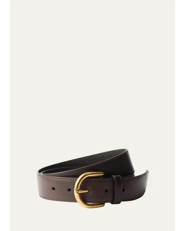 Prada Buckle Leather Belt - Brown