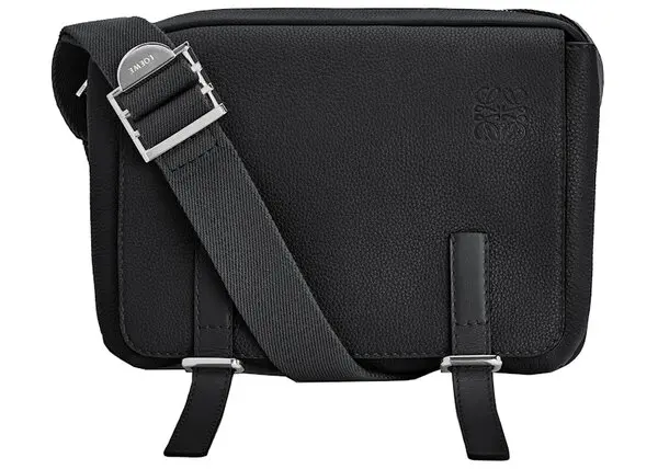 Loewe Military Messenger Bag In Soft Grained Calfskin - Black