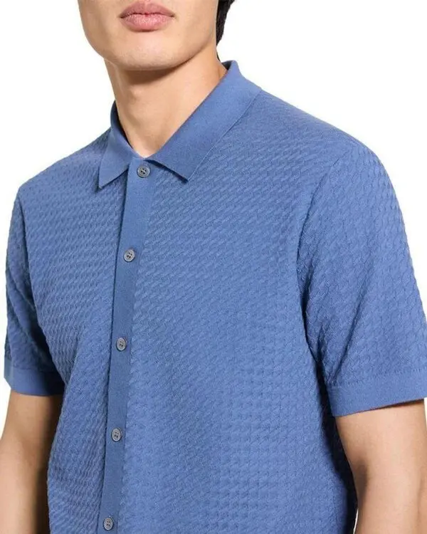 Theory Apos;s Cairn Cotton Waffle-knit Shirt - Bering