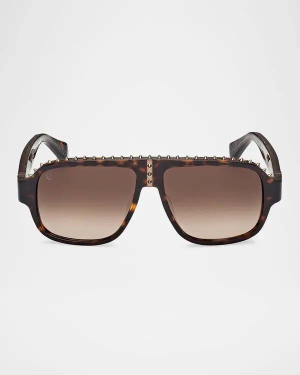 CHRISTIAN LOUBOUTIN Lb0005m Aviator Sunglasses - Classic Havana Shiny Bronze Brown Gradient Lens