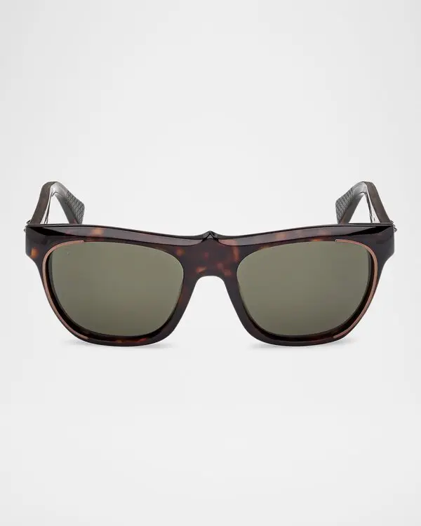 CHRISTIAN LOUBOUTIN Lb0006m Square Sunglasses - Classic Havana Shiny Bronze Green Lens