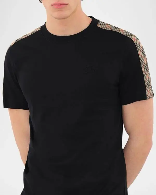 Burberry Apos;s Check-trim Cotton T-shirt - Black