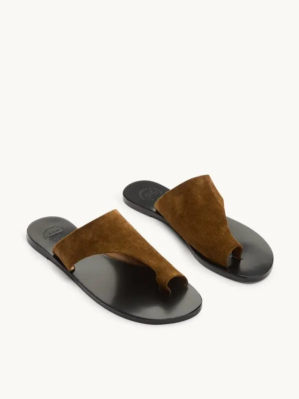 ATP ATELIER Suede Cutout Sandals - Cannella