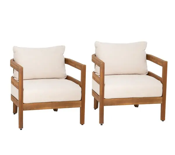 LINON Home Breton Outdoor Brown Club Chairs Set Of 2 - One-color