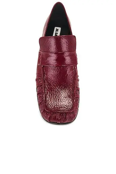 JIL SANDER Glossed Patent Leather Loafers - Dark Cherry