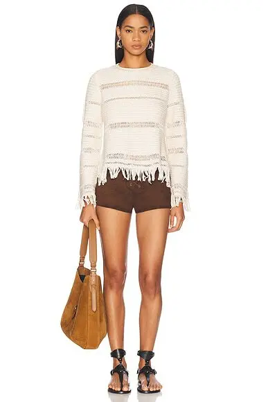 Isabel Marant Étoile Azilis Crochet Knit Sweater With Fringe