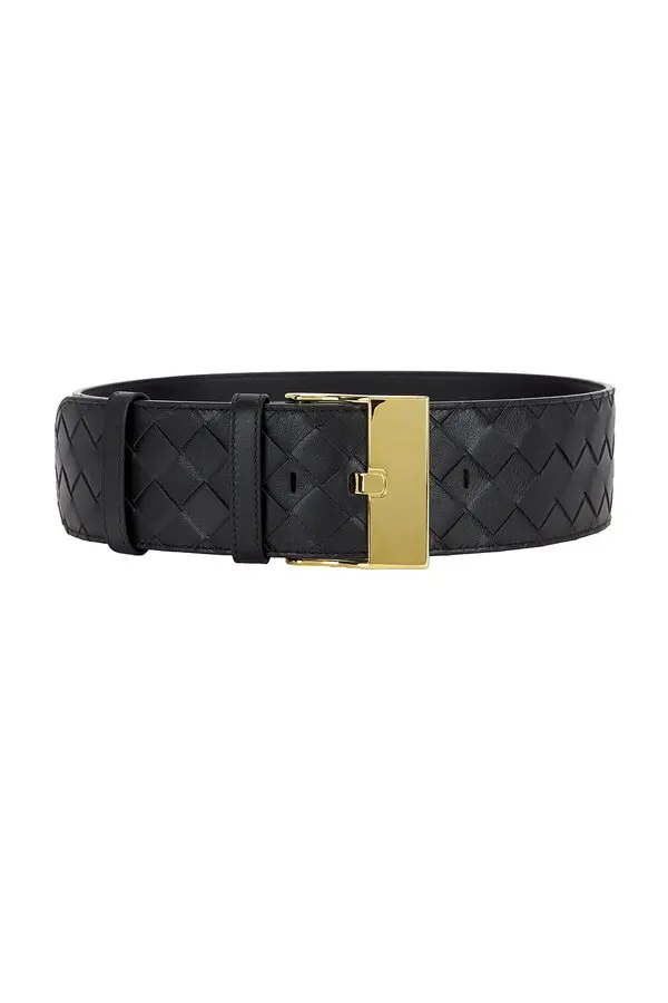 Bottega Veneta Large Watch Intrecciato Belt - Black & Muse Brass