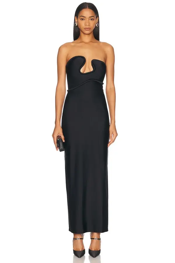 ADRIANA DEGREAS Waves Strapless Long Dress