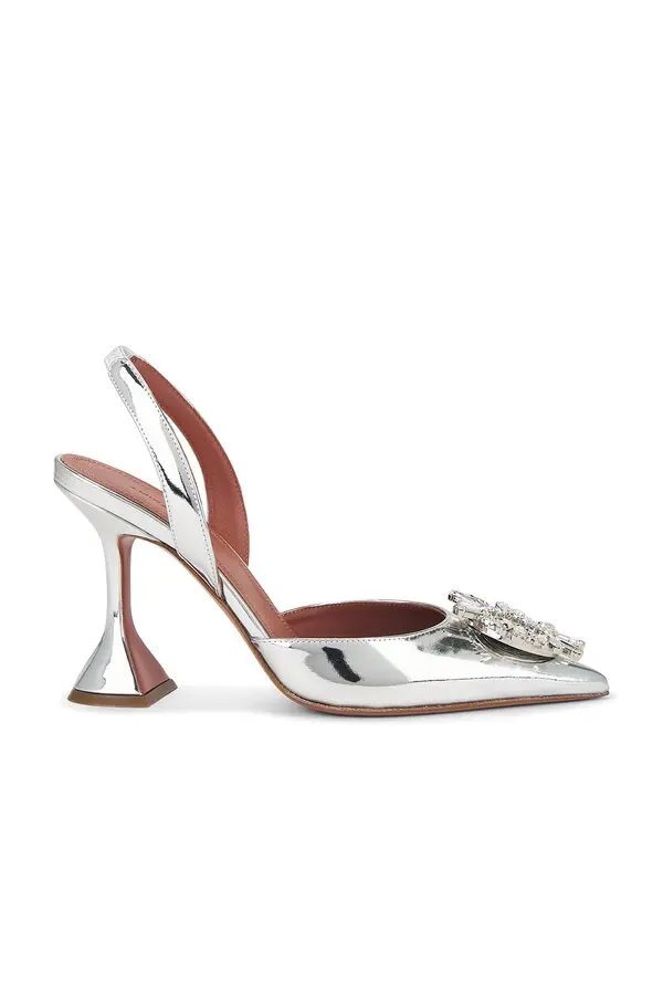 Amina Muaddi Begum 95 Mirror Sling Pumps - Silver
