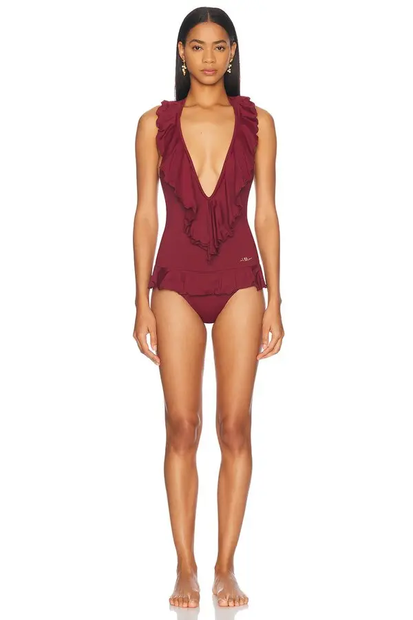 Chloé Ruffled One Piece Swimsuit - Absolute Red