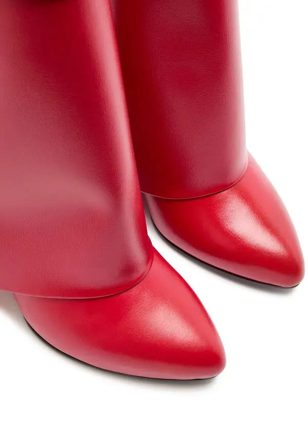 Givenchy Shark Lock 90 Leather Ankle Boots Red Editorialist